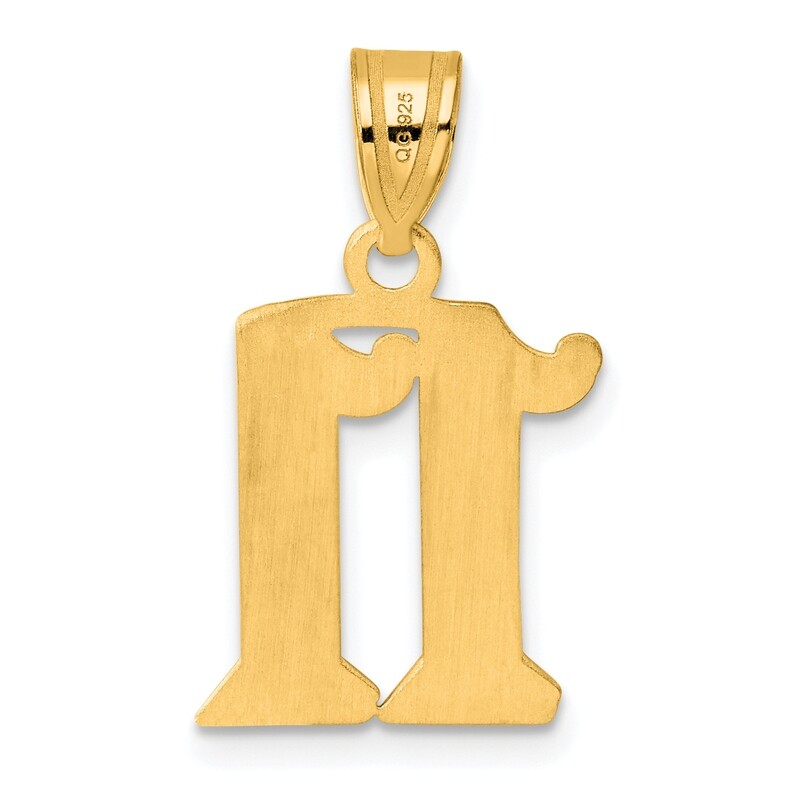 Number 11 Pendant 14k Gold Polished Etched AEN11 - HomeBello