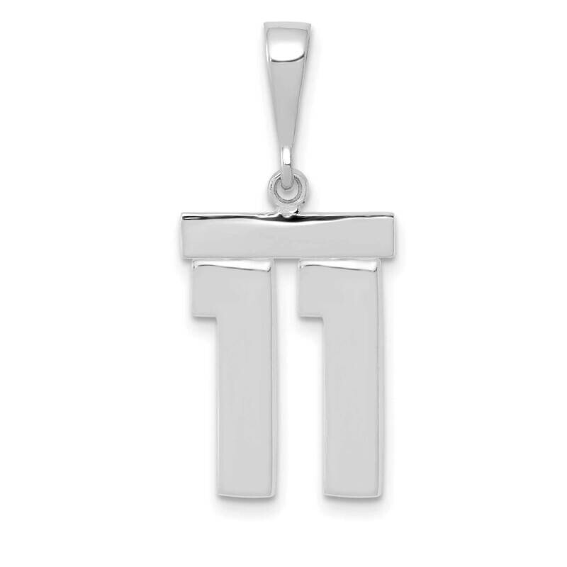 Number 11 Charm 14k White Gold Polished Medium WMP11 - HomeBello