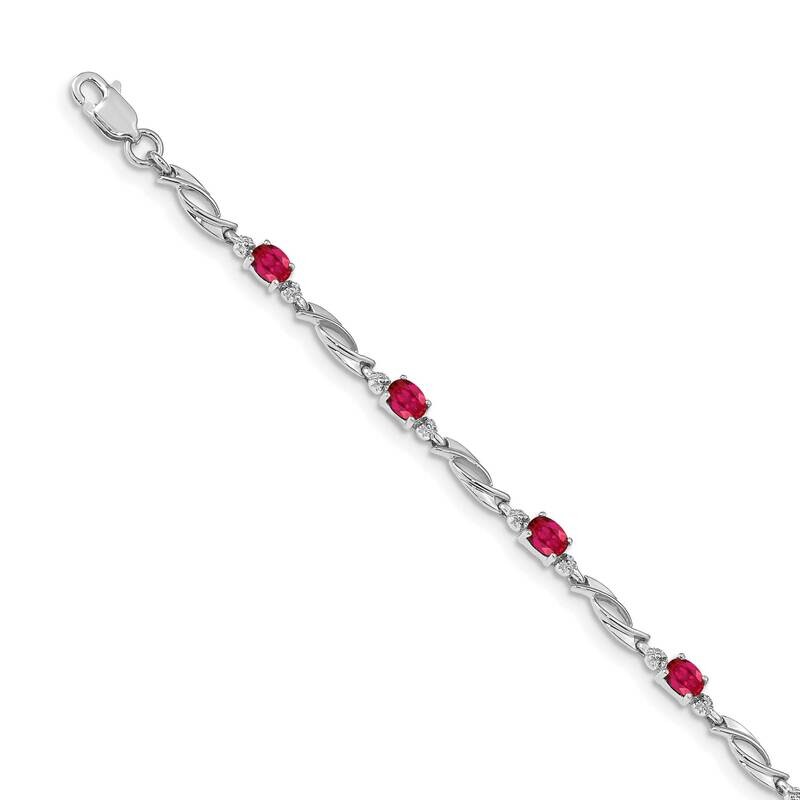 Diamond and Composite Ruby Gemstone Bracelet 14k White Gold BM4476-RU ...
