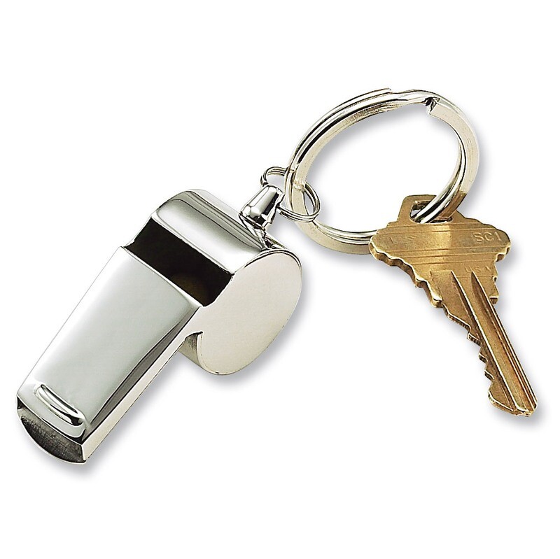 Stainless Steel Coach Whistle Key Ring Engravable - HomeBello