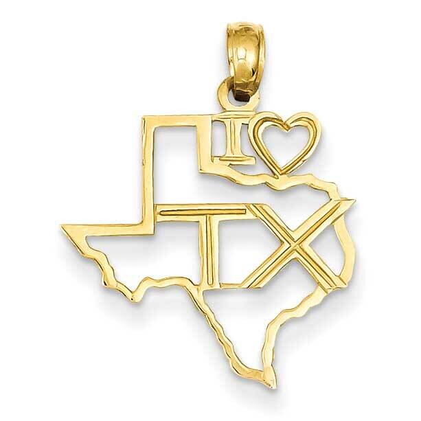 Solid Texas State Pendant 14k Gold D1190 - HomeBello
