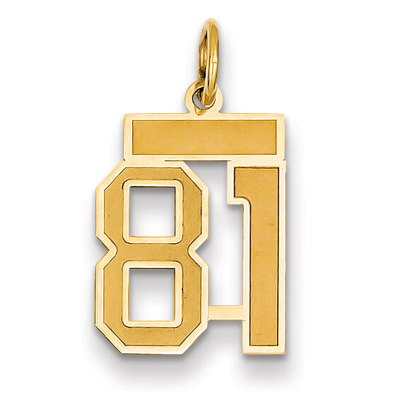 Number 81 Charm 14k Gold Small Satin LSS81 - HomeBello
