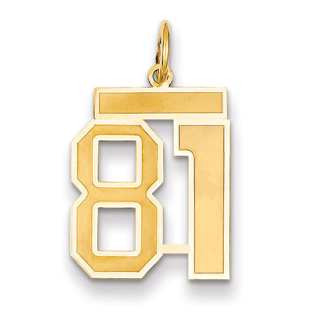 Number 81 Charm 14k Gold Medium Satin LSM81 - HomeBello