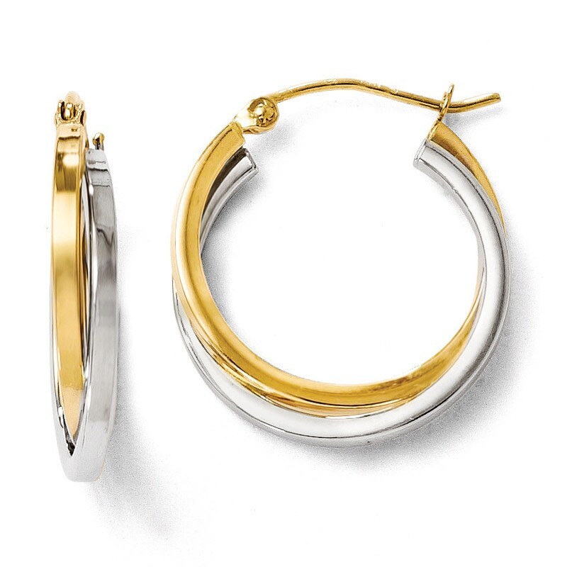 Polished Hinged Hoop Earrings - 14k Gold Two-tone HB-LE212 - HomeBello