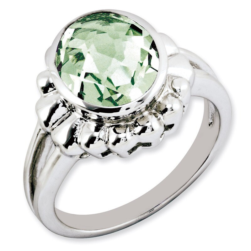 Oval Green Quartz Ring Sterling Silver QR3187AG - HomeBello