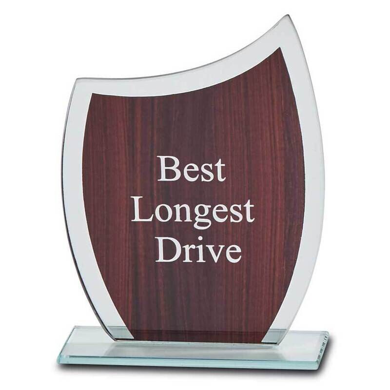 Large Glass Trophy with Wood Grain Panel GM21781 - HomeBello