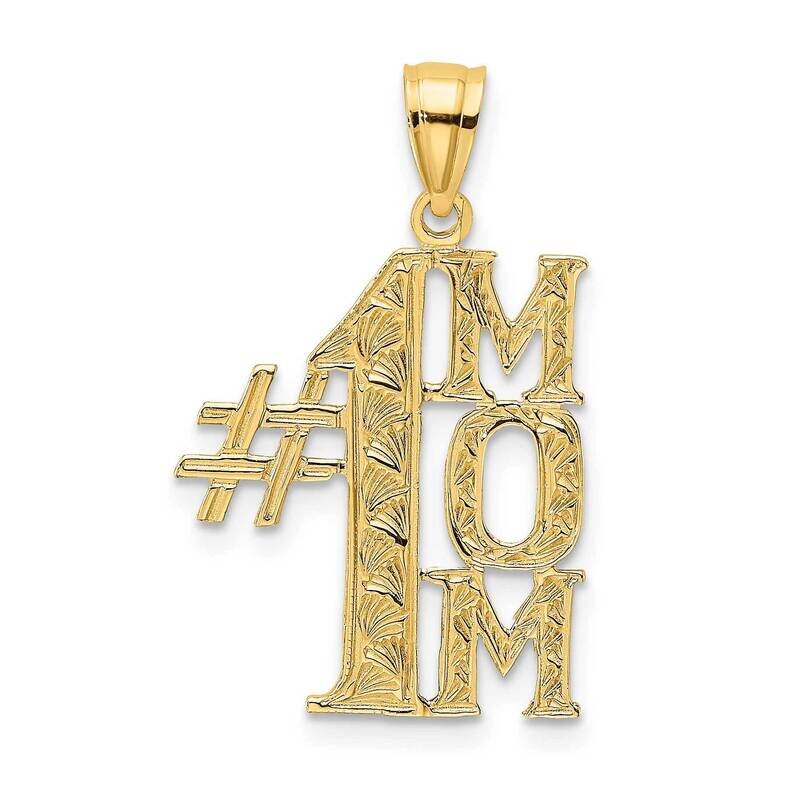 #1 Mom Vertical Charm 14k Gold D3935 - HomeBello