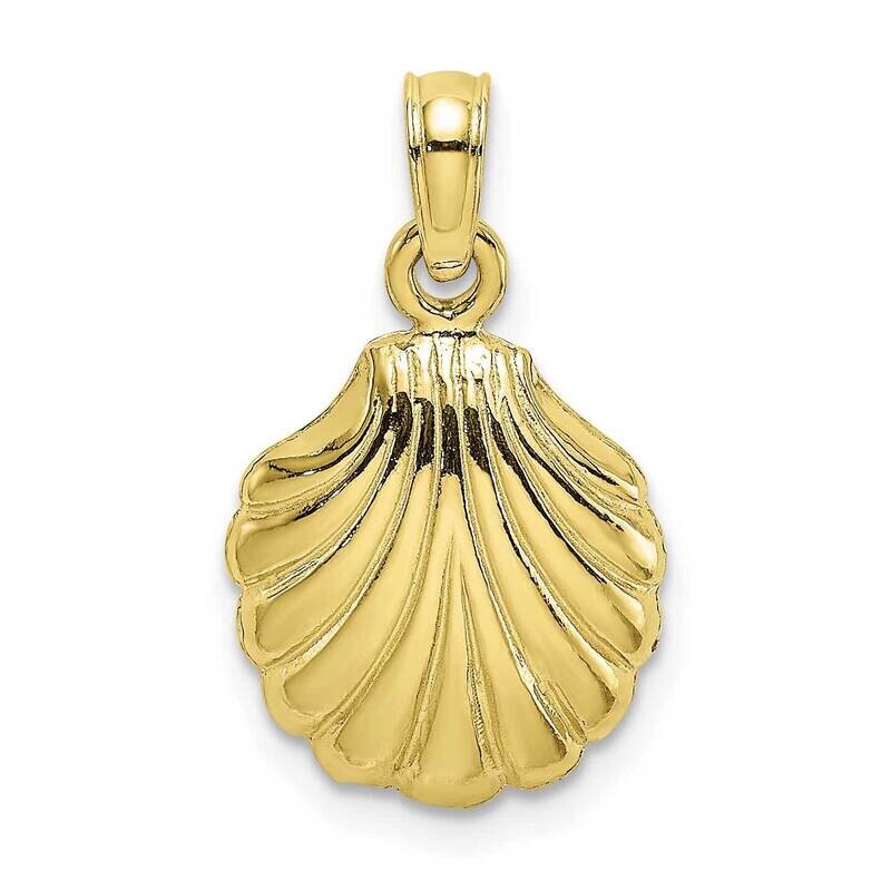 2-D Polished Scallop Shell Charm 10k Gold 10K7796 - HomeBello
