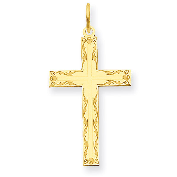 Laser Designed Cross Pendant 14k Gold XR1009 - HomeBello