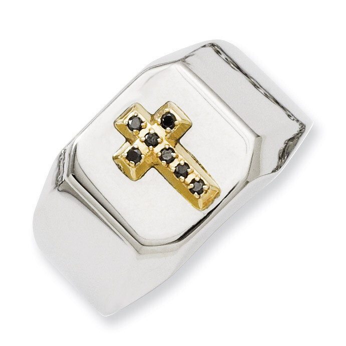 14k Gold with Sapphire Cross Ring - Stainless Steel SR201 - HomeBello