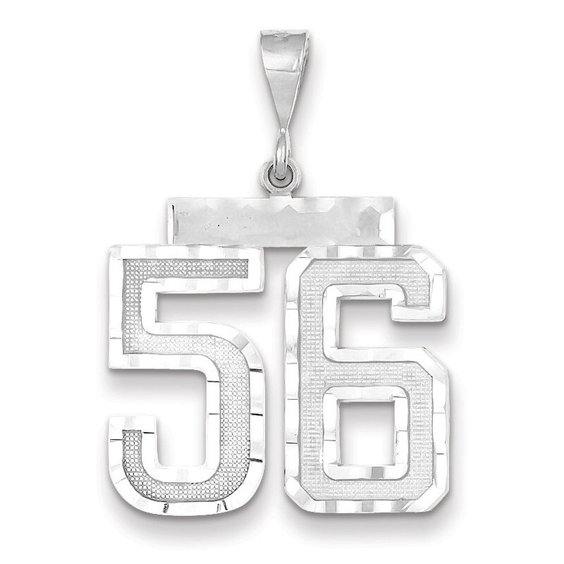Number 56 Charm 14k white Gold Large Diamond -cut WLN56 - HomeBello