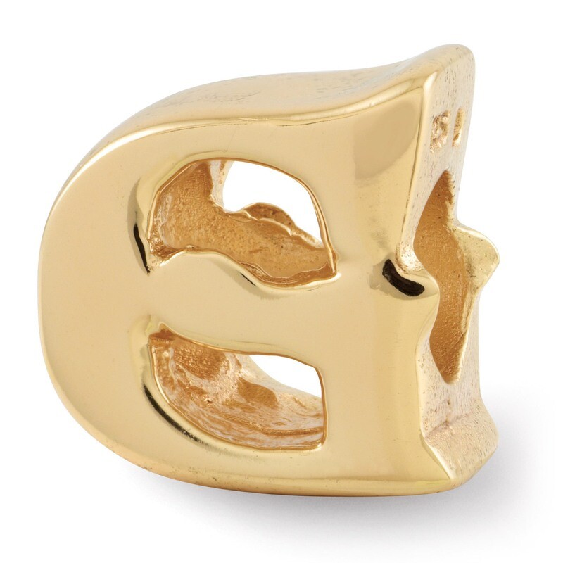 Gold-plated Letter G Bead - Sterling Silver QRS468GGP - HomeBello