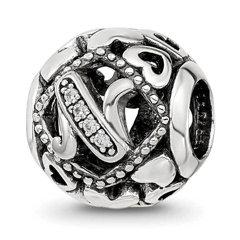 CZ Letter N Bead Sterling Silver QRS4107 - HomeBello