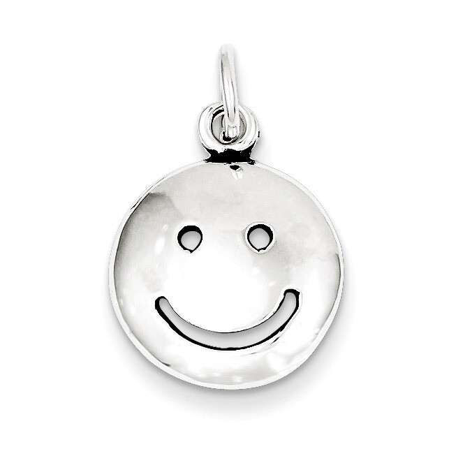 Smiley Face Charm Antiqued Sterling Silver QC7720 - HomeBello