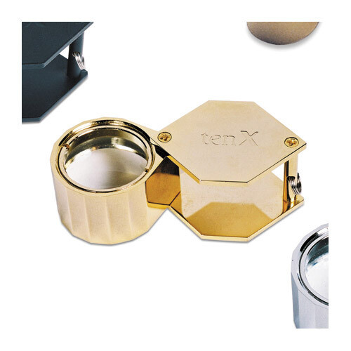 Large Gold-Tone 10X Hex Triplet Loupe JT3071 - HomeBello