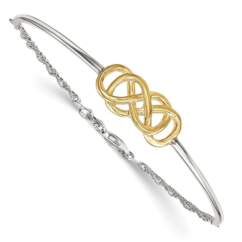 Flash Gold Double Infinity Symbol Bangle Sterling Silver QB940 - HomeBello