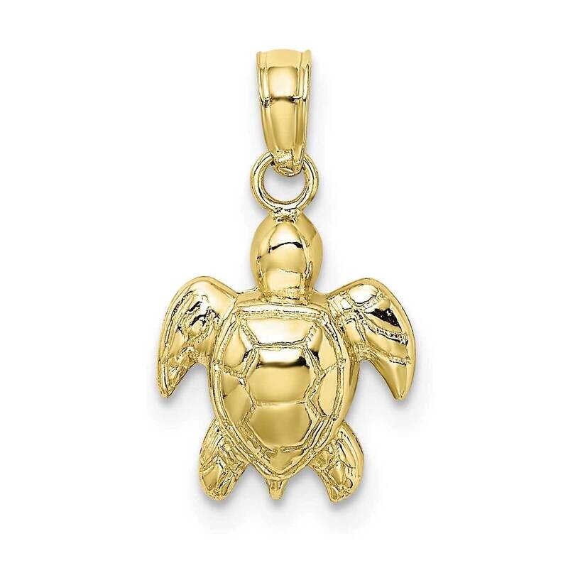 Mini Sea Turtle Charm 10k Gold Textured 10K7446 - HomeBello