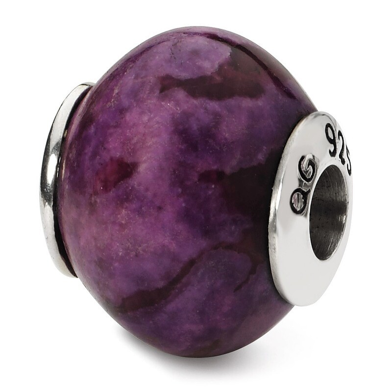 Purple Magnesite Stone Bead - Sterling Silver QRS1718 - HomeBello