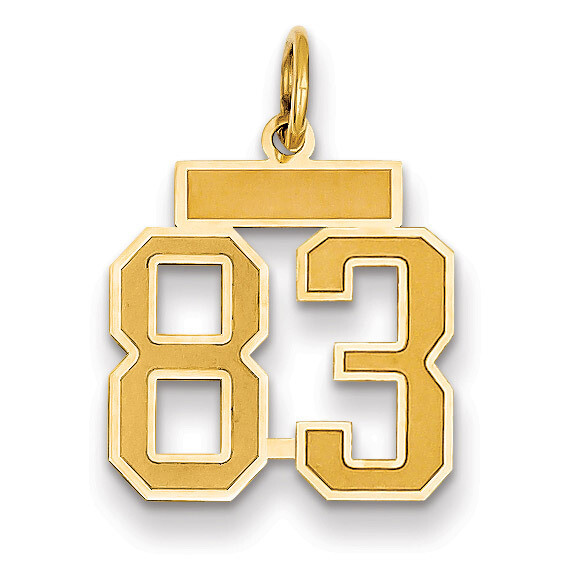 Number 83 Charm 14k Gold Small Satin LSS83 - HomeBello