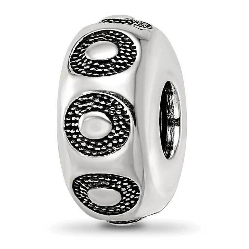 Antiqued Circle Pattern Bead Sterling Silver QRS4054 - HomeBello