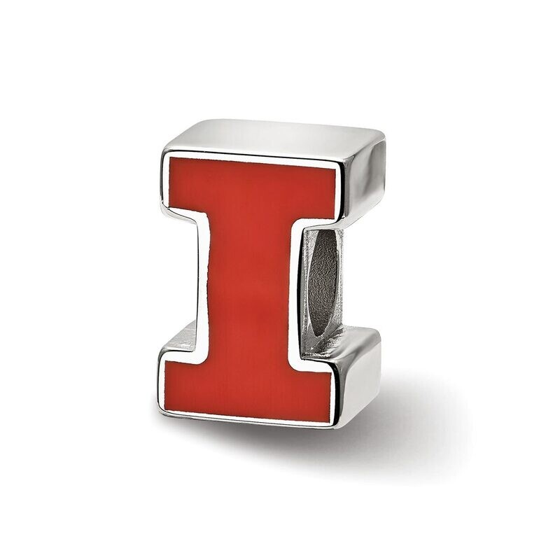 University of Illinois Block I Enameled Logo Bead Sterling Silver ...