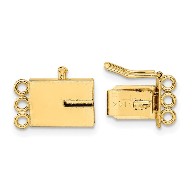 3-Strand Rectangular Barrel Clasp 14k Yellow Gold YG1825 - HomeBello