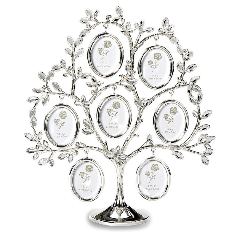 Seven 1.5x2 Photos Family Tree Silver-tone GM19072 - HomeBello