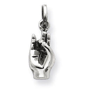 Antiqued Hand Symbol Charm Sterling Silver QC6974 - HomeBello