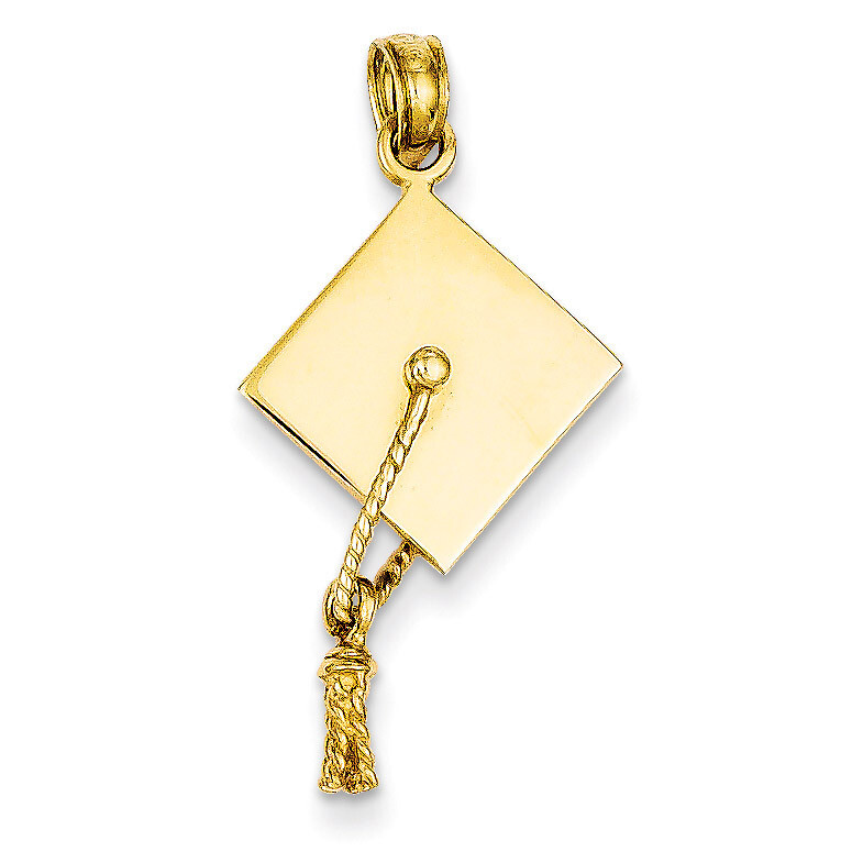 3-Dimensional Graduation Cap Pendant 14k Gold Solid Polished C2229 ...