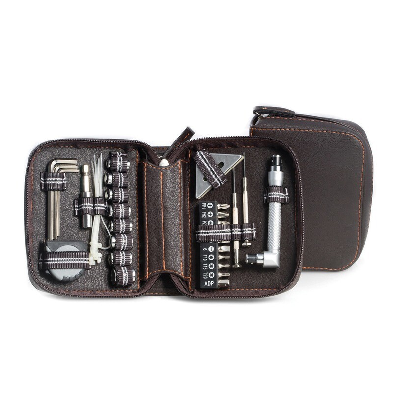 28-Piece Tool Set in Brown Leatherette Case GM18375 - HomeBello
