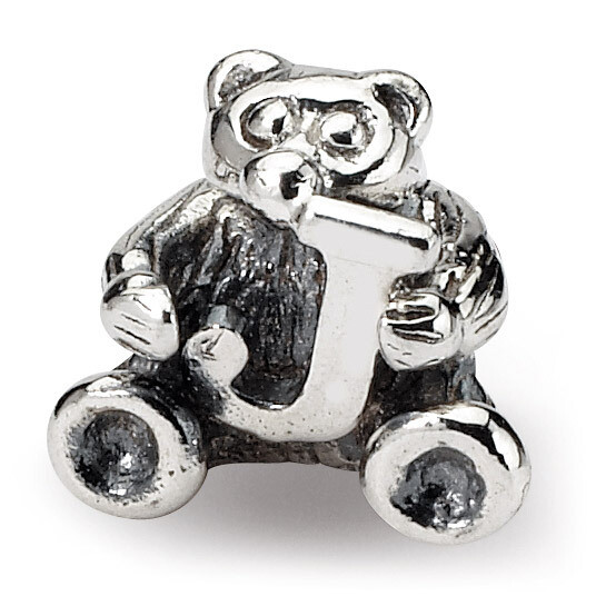 Letter J Bead - Sterling Silver QRS712J - HomeBello