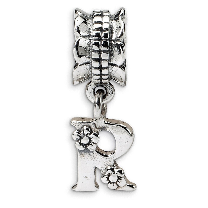 Letter R Dangle Bead - Sterling Silver QRS1400R - HomeBello