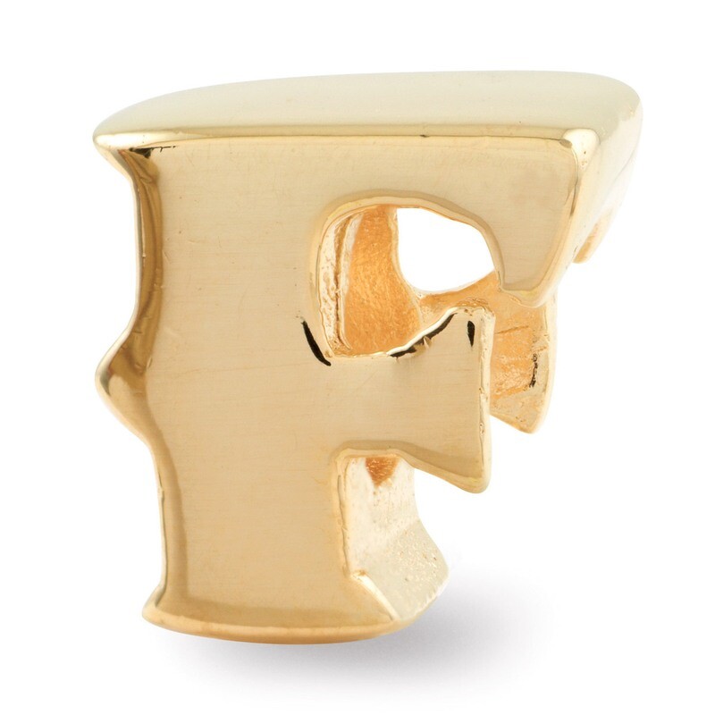 Gold-plated Letter F Bead - Sterling Silver QRS468FGP - HomeBello