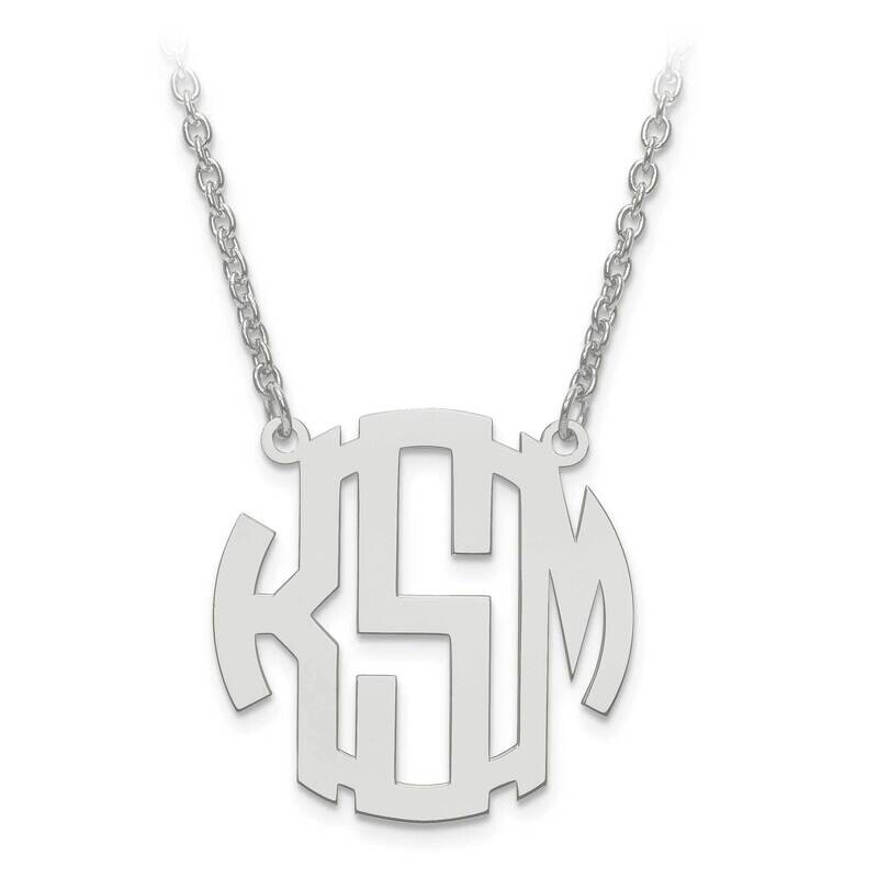 Small Polished Block Letter Circular Monogram Plate with Chain 14k ...