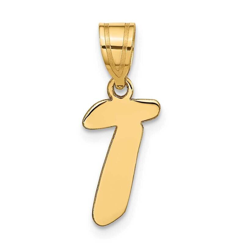 Script Letter T Initial Pendant 14k Gold Polished YC1438T - HomeBello
