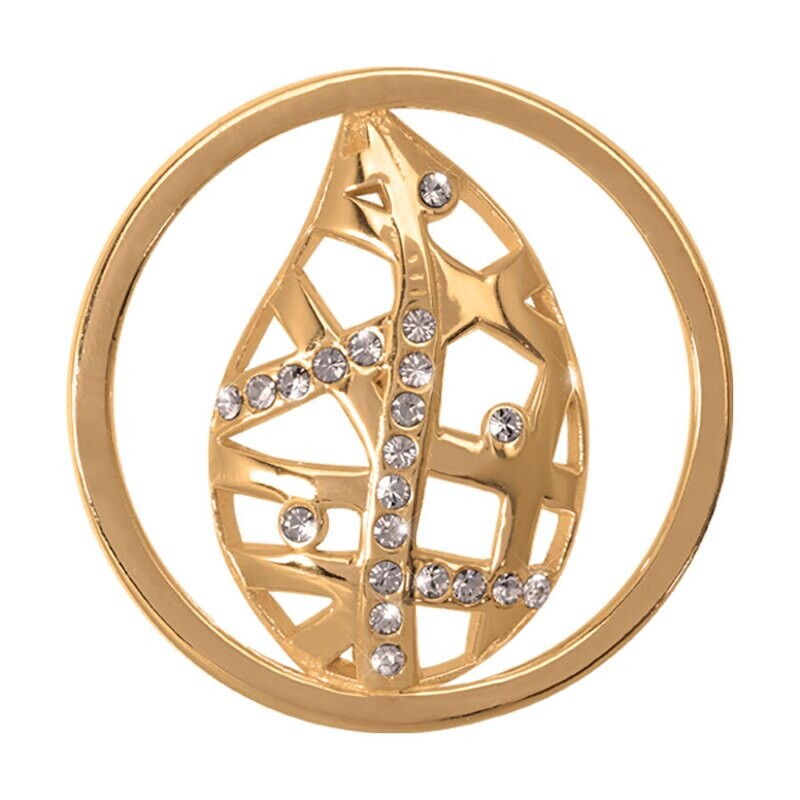 Nikki Lissoni Sparkling Fall Leaf Gold Plated 33mm Coin C1153GM - HomeBello