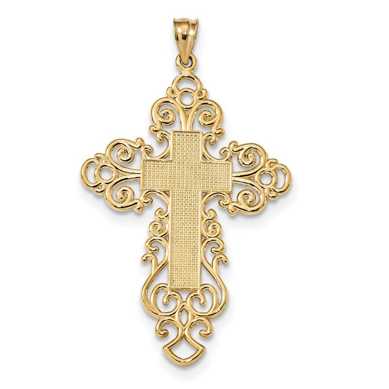 Fancy Cross Pendant 14k Gold Polished K6174 - HomeBello