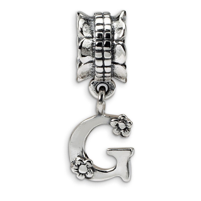 Letter G Dangle Bead - Sterling Silver QRS1400G - HomeBello