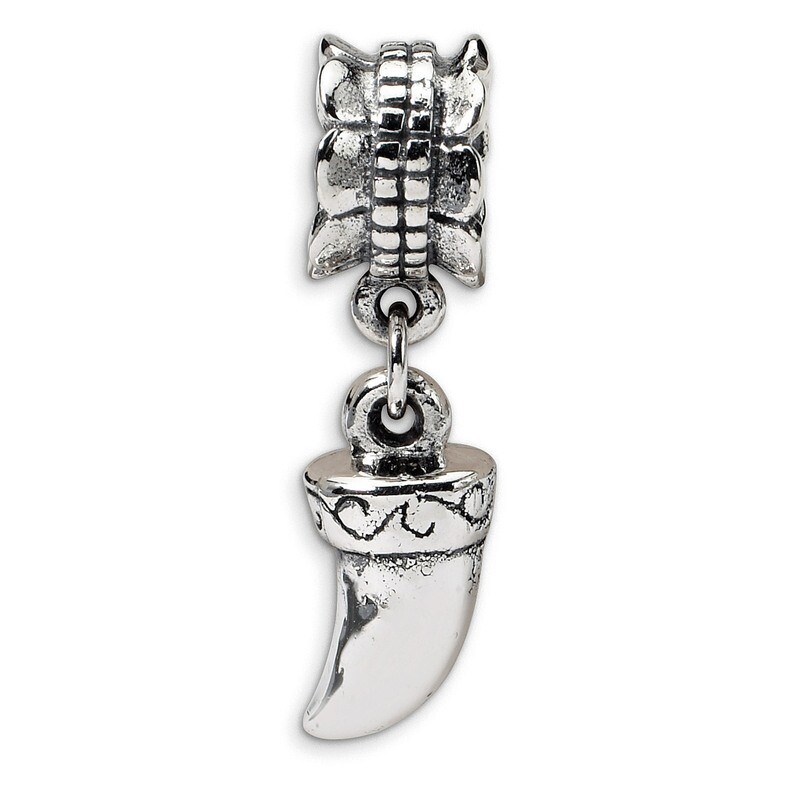 Tiger Claw Dangle Bead - Sterling Silver QRS492 - HomeBello