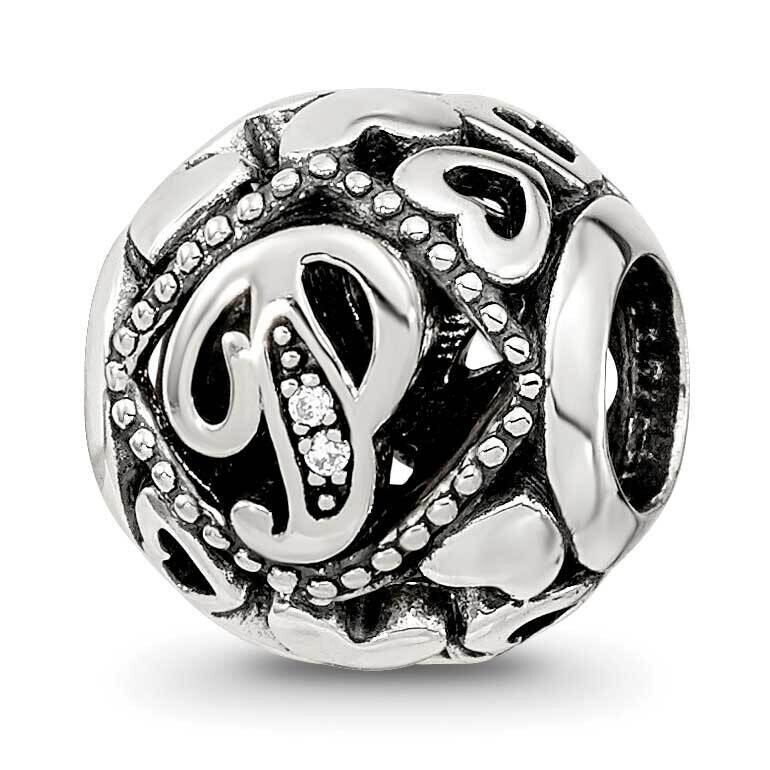 CZ Letter P Bead Sterling Silver QRS4109 - HomeBello