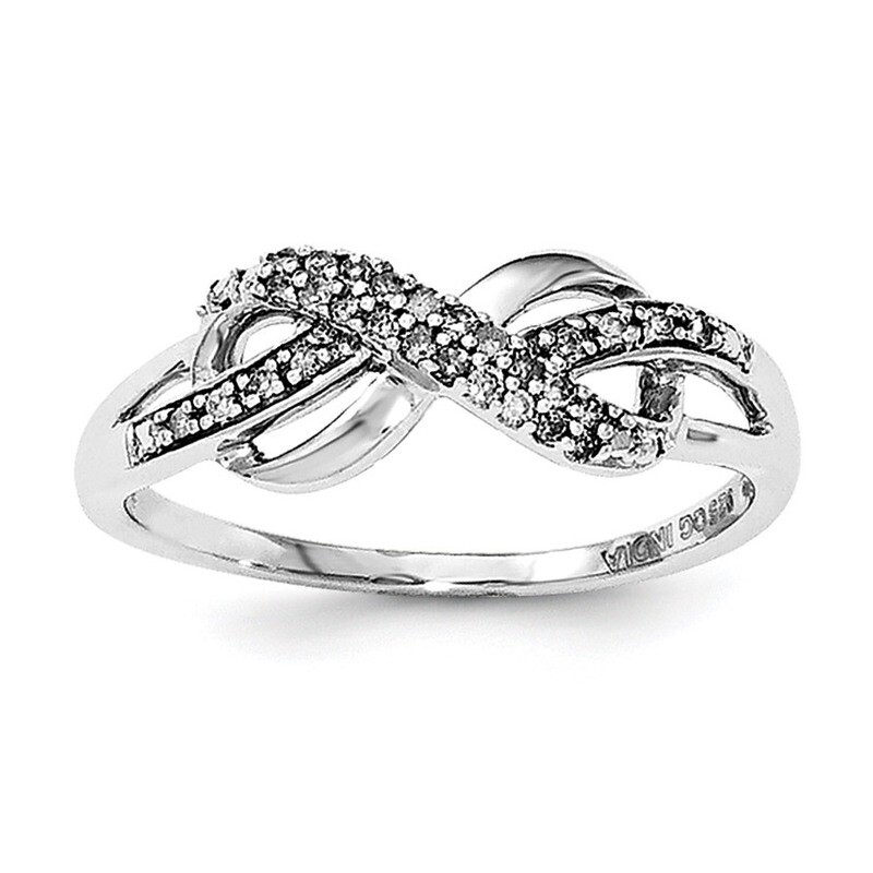 Diamond Infinity Symbol Ring Sterling Silver Rhodium QR6421 - HomeBello