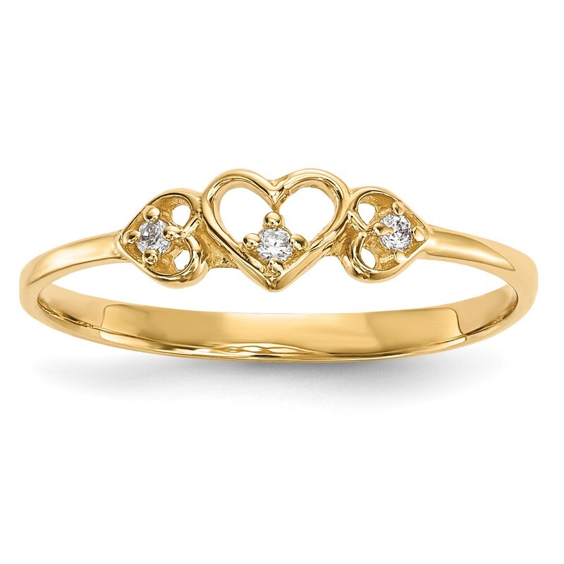 CZ 3-Hearts Ring 14k Gold R591 - HomeBello