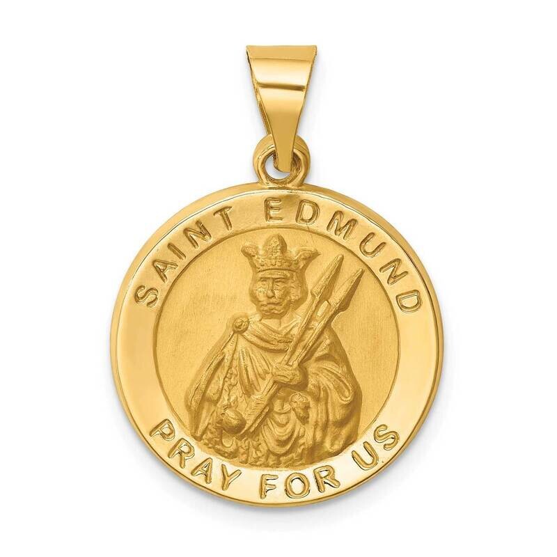 Round St. Edmund Medal 14k Hollow Polished Satin XR1706 - HomeBello