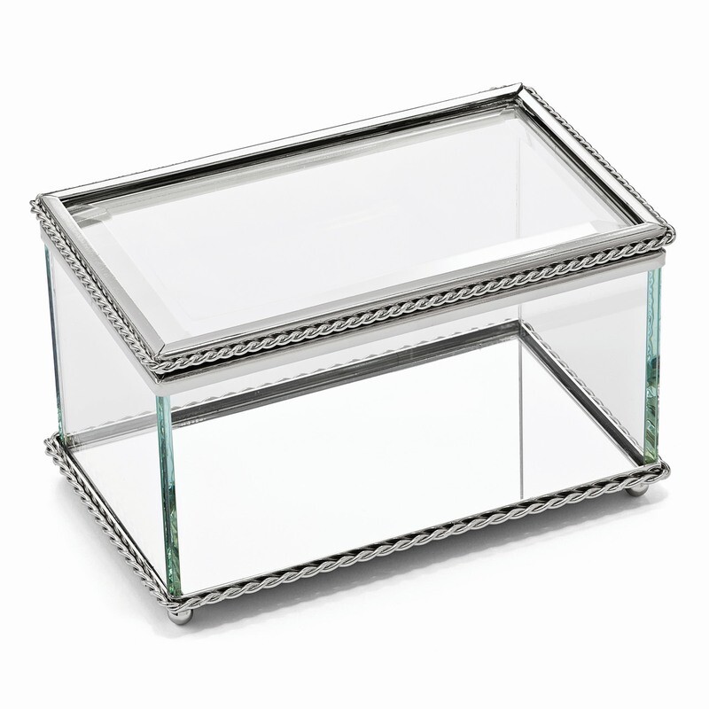 Nickel-plated Hinged Rectangular Glass Box GL7485 - HomeBello