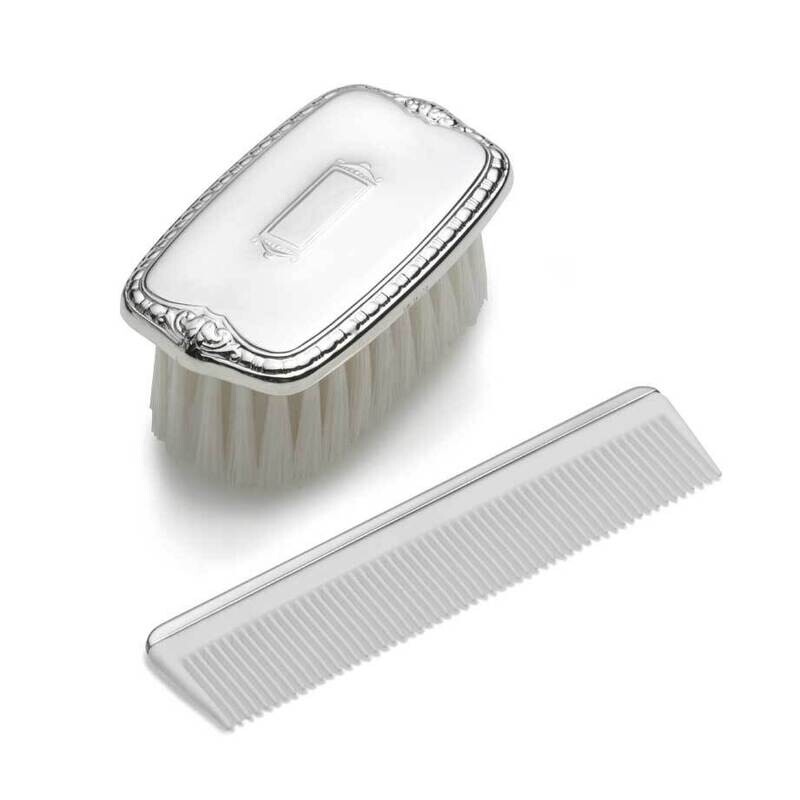 Gift Boxed Boys Comb and Brush Set Sterling Silver GP8880 - HomeBello