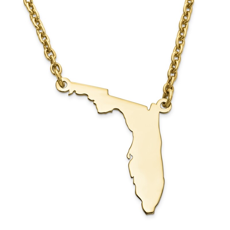 Florida State Pendant Necklace with Chain 14k Yellow Gold Engravable ...