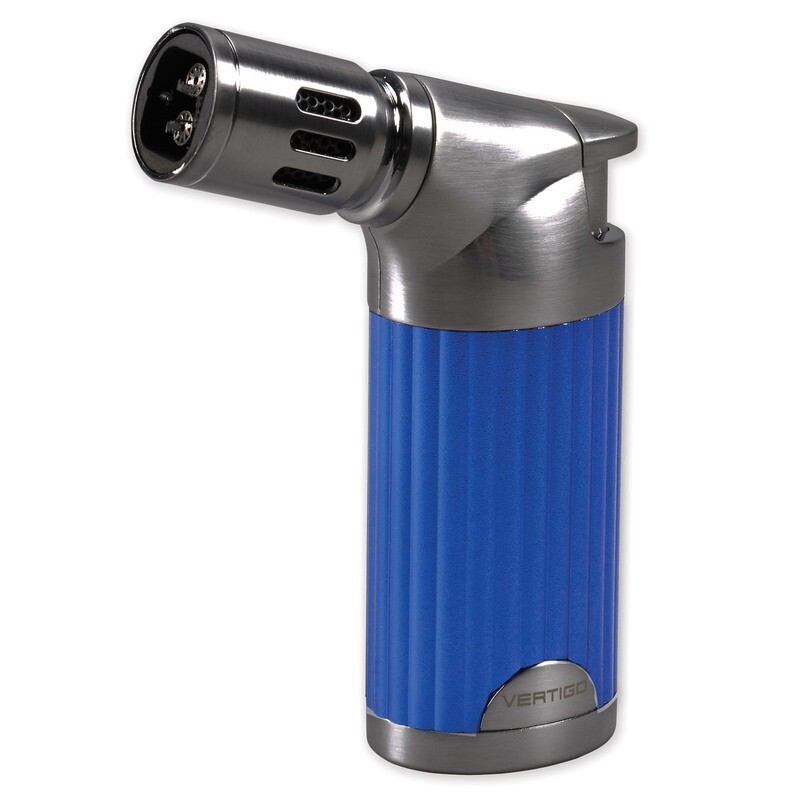 Vertigo Champ Blue Pearl and Gunmetal Quad Flame Table Torch Lighter ...