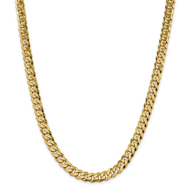 24 Inch 8.75mm Beveled Curb Chain 14k Gold FBU220-24 - HomeBello