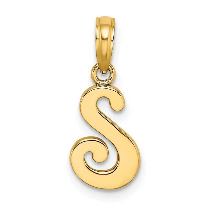 S Script Initial Charm 14k Gold Polished K6422S - HomeBello