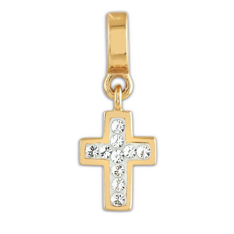 Gold-plated Swarovski Elements Cross Dangle Bea - Sterling Silver ...